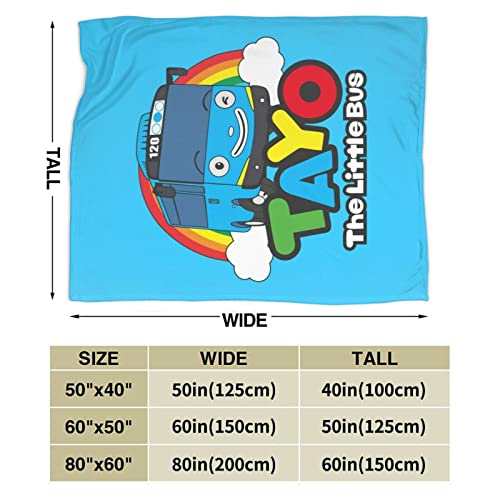 Tayo The Little Bus Blanket, Bed Throws Soft Plush Warm Sofa Bed Blanket All Season, Comfortable Lightweight Super Soft Luxury Flannel Blankets 50"X40"