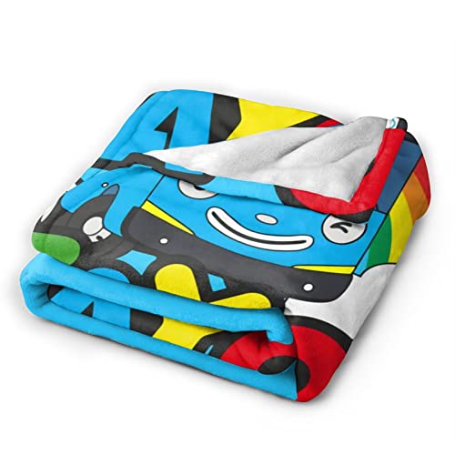 Tayo The Little Bus Blanket, Bed Throws Soft Plush Warm Sofa Bed Blanket All Season, Comfortable Lightweight Super Soft Luxury Flannel Blankets 50"X40"