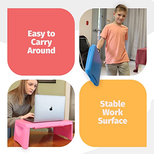 Purple Folding Lap Desk - Foldable Table for Work, Study, Gaming, Arts, Crafts, School - Collapsible Laptop Tray with Storage Compartment - Portable Writing Station for Kids, Adults