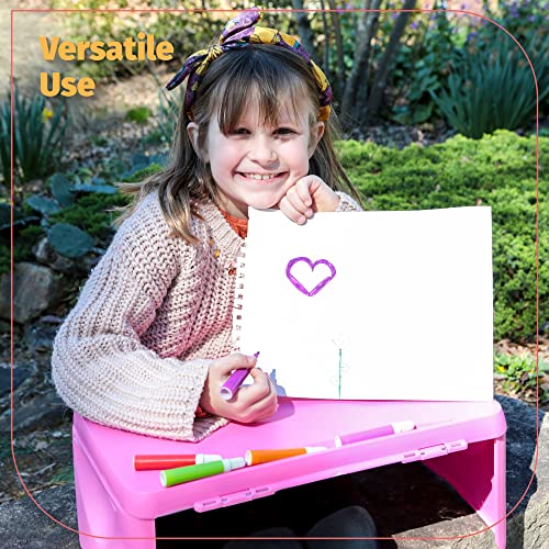 Purple Folding Lap Desk - Foldable Table for Work, Study, Gaming, Arts, Crafts, School - Collapsible Laptop Tray with Storage Compartment - Portable Writing Station for Kids, Adults