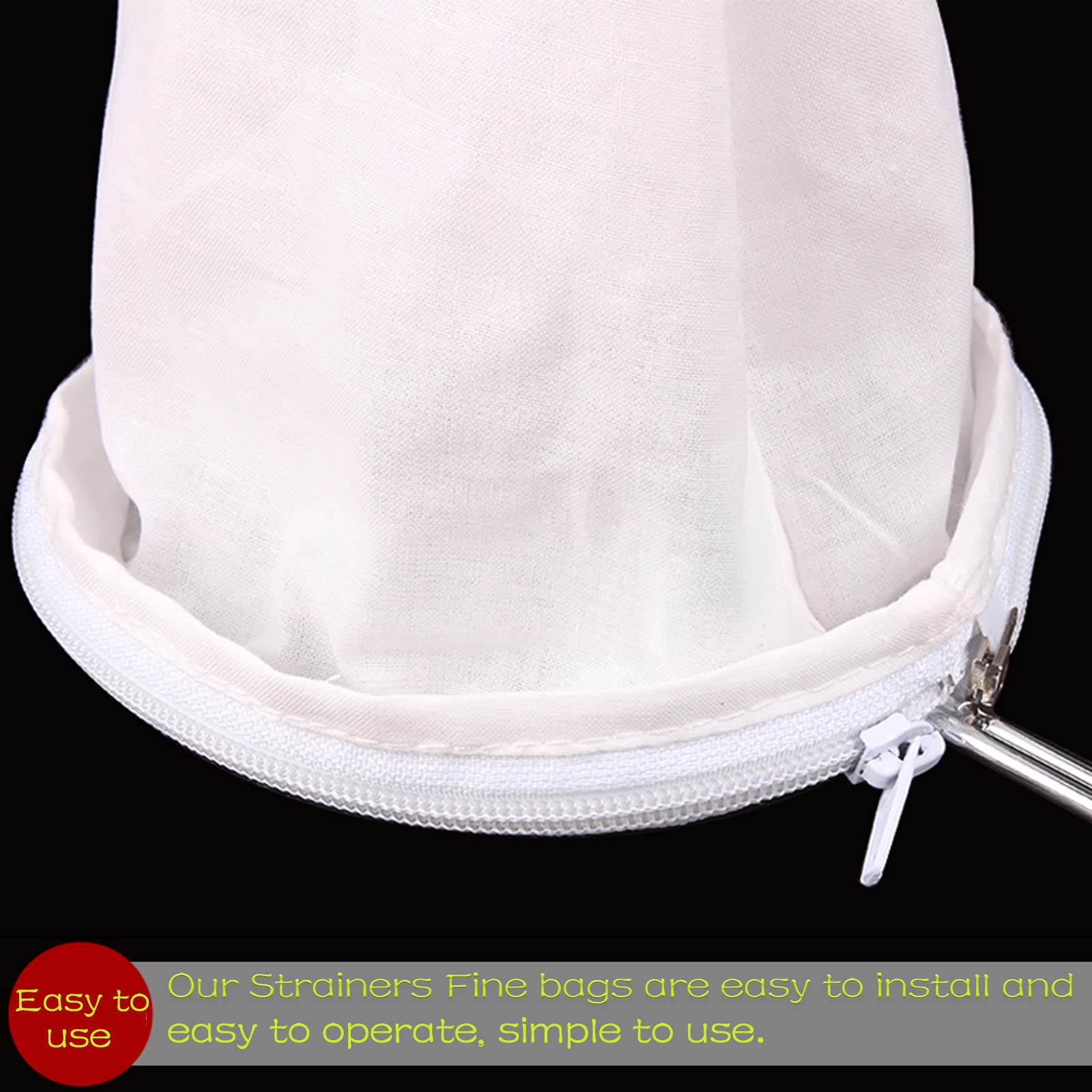 WMKGG Ultra Fine Reusable Filter Bags with Stainless Steel Handle for Nut Milk, Coffee, Milk, Butter, Juices and Fresh Cheese