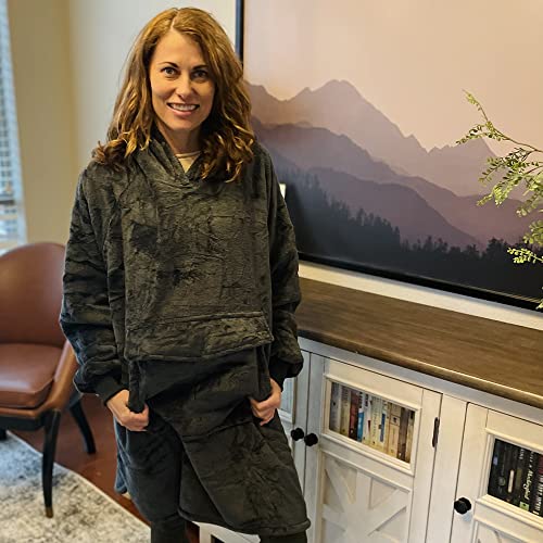Krifey Wearable Blanket Hoodie, Oversized Sherpa Hooded for Women and Men, Cozy Sweatshirt with Giant Pocket
