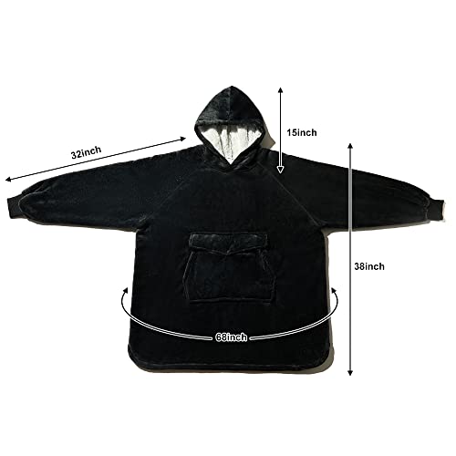 Krifey Wearable Blanket Hoodie, Oversized Sherpa Hooded for Women and Men, Cozy Sweatshirt with Giant Pocket
