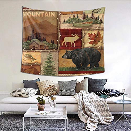 Cyloten Blanket Rustic Lodge Bear Moose Deer Fleece Blanket Foldrable Throw Blanket Washable Couch Sofa Fuzzy Blanket Reversible Plush Blanket Beach Blanket for Home Office