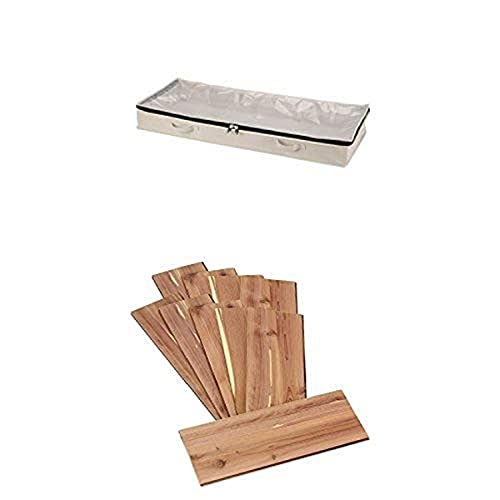Household Essentials Cedarline Collection Natural Cotton Canvas Underbed Storage Chest with 10 Cedar Planks
