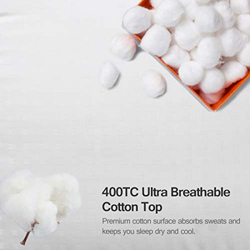 KARRISMHOMELINEN Mattress Topper(King) Cooling Mattress Pad Cover Topper, 400TC Cotton Pillow Top (8-21Inch Deep Pocket)