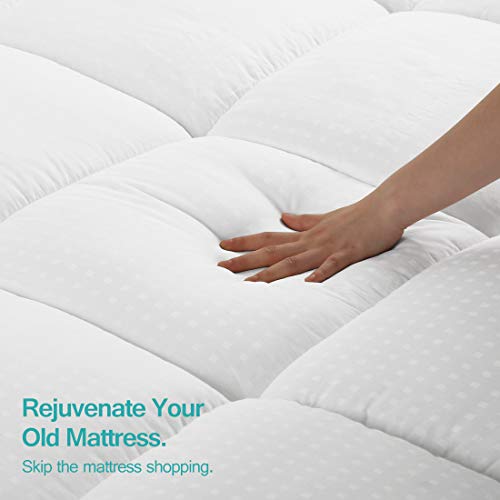 KARRISMHOMELINEN Mattress Topper(King) Cooling Mattress Pad Cover Topper, 400TC Cotton Pillow Top (8-21Inch Deep Pocket)
