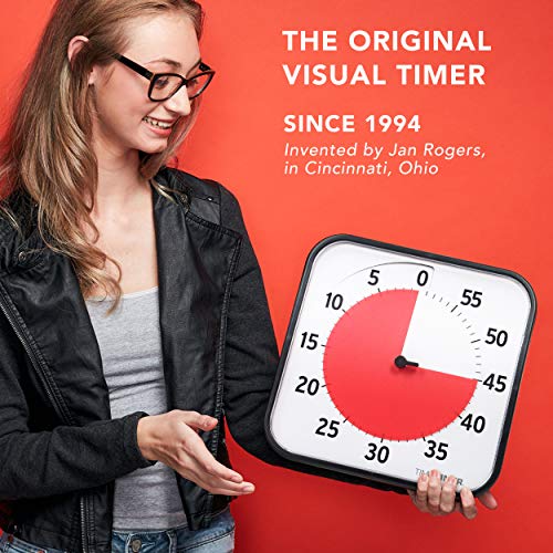TIME TIMER 12 inch Visual Timer 60 Minute Kids Desk Countdown Clock with Dry Erase Activity Card, Also Magnetic for Kids Classroom, Homeschooling Study Tool, Task Reminder, Home and Kitchen Timer