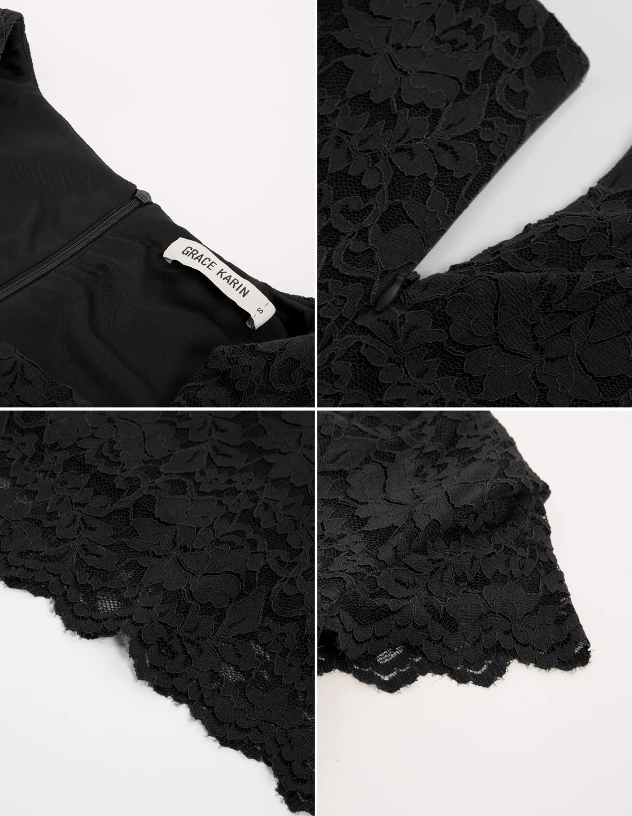 GRACE KARIN Black Dresses for Women Elegant Lace Dresses for Wedding Guest L