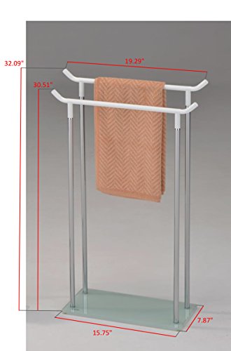 Kings Brand Furniture - Bryant Metal / Glass Free Standing Bathroom Towel Rack Stand, Chrome/White