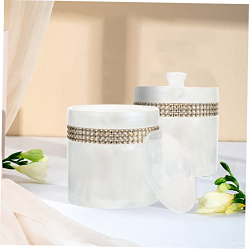 HANABASS Resin Swab Box Toothpick Dispenser Makeup Storage Organizer Box Toothpick Dispenser for Home Resin Cotton Swab Holder with Lid Decorative Candy Jar Sugar Jars Cotton Pad Container
