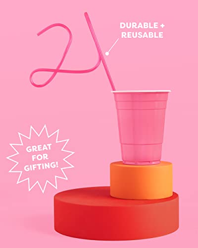 xo, Fetti 21st Birthday Party XL Pink 21 Straw | Bday Decorations, Finally 21, Birthday Girl Gift
