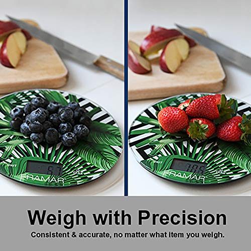 Framar Digital Food Scale and Digital Kitchen Scale, Gram Scale, Weighing Scale, Baking Scale, Small Scale β Elegant Leaf Design