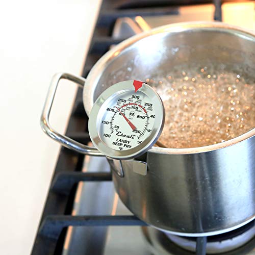 Escali AHC1 Stainless Steel Deep Frying and Candy Thermometer with Pot Clip, 5-Inch Probe with Candy Temperature Zones, NSF Certified