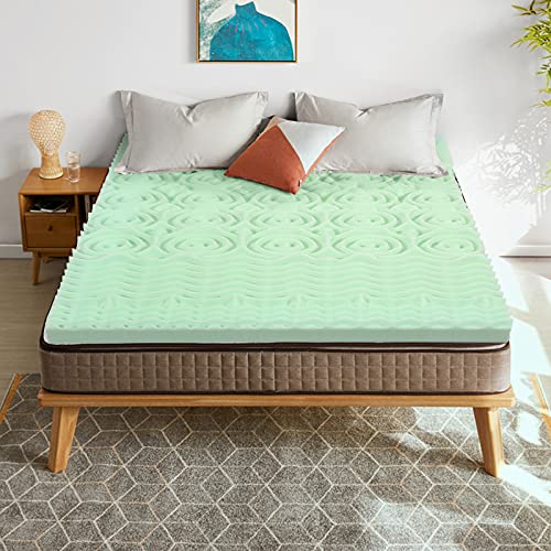 Giantex 3 Inch Mattress Topper, Mattress Pad for All-Night Comfy, 5-Zone Bed Topper, Pressure Relief Mattress, Dorm Foam Topper (Full)