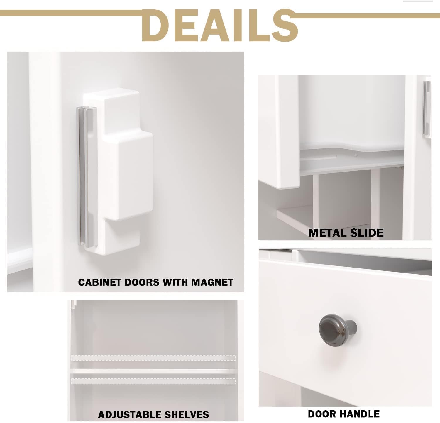 4ever2buy Farmhouse Coffee Bar Cabinet with Storage, White Coffee Bar with Drawer, Kitchen Buffet Cabinet with Barn Door, Wine Bar Cabinet with 9 Wine Racks for Dining, Living Room
