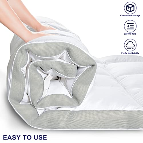 subrtex Feather Mattress Topper Queen, Bed Mattress Topper, Breathable Mattress Pad Overfilled with Soft White Goose Down (60"x80")