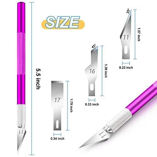 DIYSELF Exacto Knife with 9PCS Blades Refills (#11, 16, 17), Craft Knife Set, Hobby Knife for Carving, Cutting, Precision Knife for Art, Craft, Model Making (Purple)