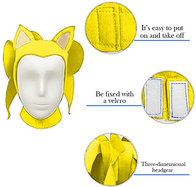 CEMDER Halloween Kids Deluxe Super Sonic Costume Cosplay Cartoon Yellow Suit Onesie Outfit Jumpsuit For Boys