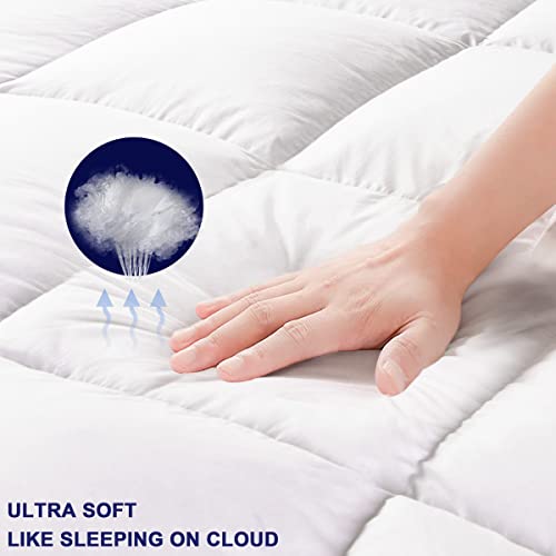 subrtex Feather Mattress Topper Queen, Bed Mattress Topper, Breathable Mattress Pad Overfilled with Soft White Goose Down (60"x80")