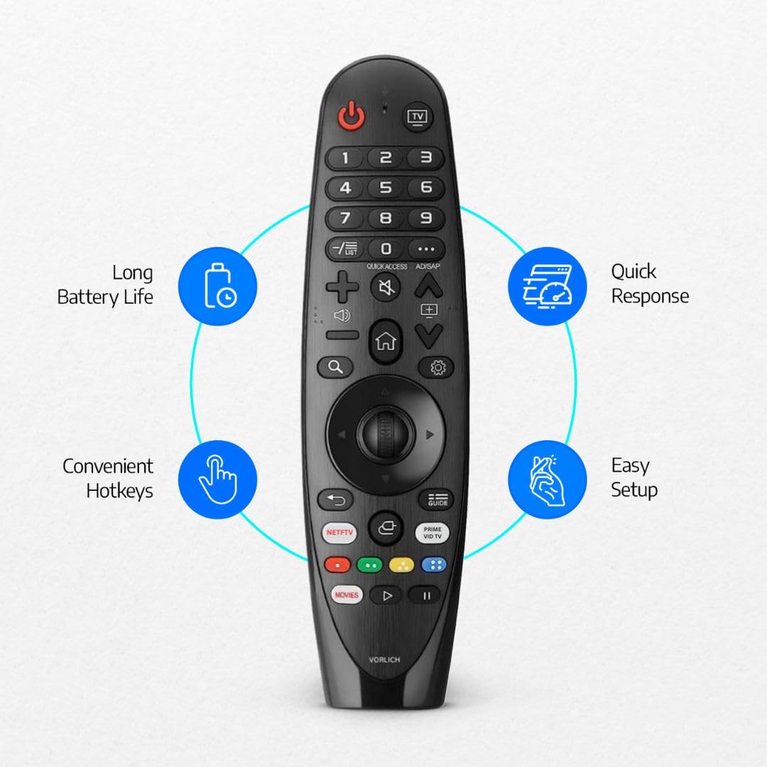 Universal LG Magic Remote Control for LG Smart TV - LG Remote Compatible with All Models of LG Smart TV - 1 Year Warranty Included - (NO Voice Control or Pointer Function) by Vorlich®