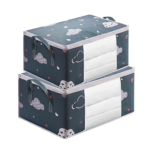 Resszo Blanket Storage Bags, Storage Bins Clothes Storage, Foldable Comforter Storage Bag, Under Bed Storage Containers for Organizing, Clothing, Bedroom, Comforter, Closet, Dorm, Quilts, Organizer, 2 Pack