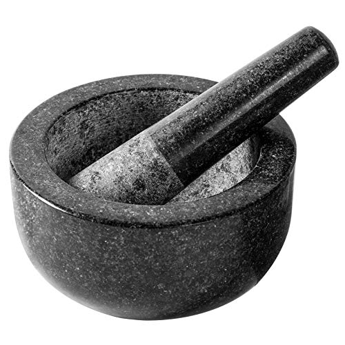 6.3 Inch 3 Cup Mortar and Pestle, Large Heavy Mortar and Pestle Set, Guacamole Mortar and Pestle, Molcajete Large Black Mortar and Pestle and Mortar Guacamole Mortar and Pestle Granite