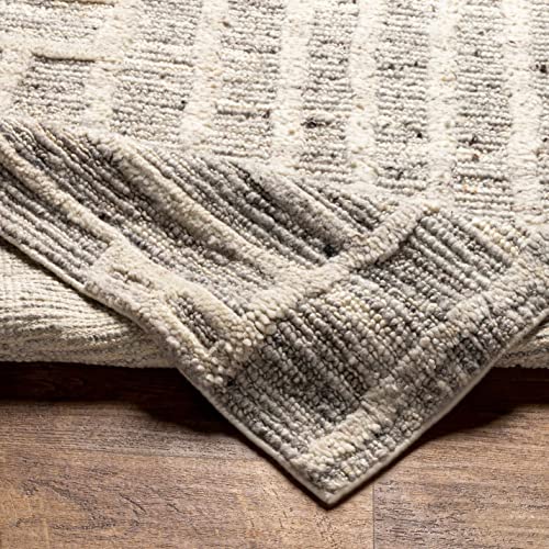 Hauteloom Chapais Wool Living Room, Bedroom Area Rug - Bohemian, Transitional - Gray, LightSlate, Charcoal - 8' x 10'
