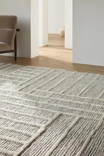 Hauteloom Chapais Wool Living Room, Bedroom Area Rug - Bohemian, Transitional - Gray, LightSlate, Charcoal - 8' x 10'