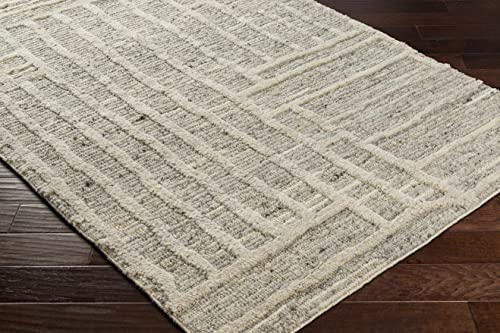 Hauteloom Chapais Wool Living Room, Bedroom Area Rug - Bohemian, Transitional - Gray, LightSlate, Charcoal - 8' x 10'