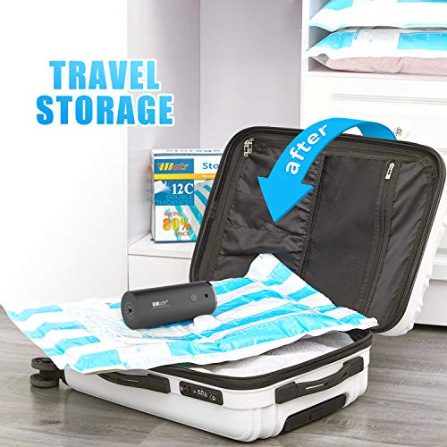 VMSTR Travel Vacuum Storage Bags with Electric Pump, Medium Small Space Saver Bags for Travel and Home Use
