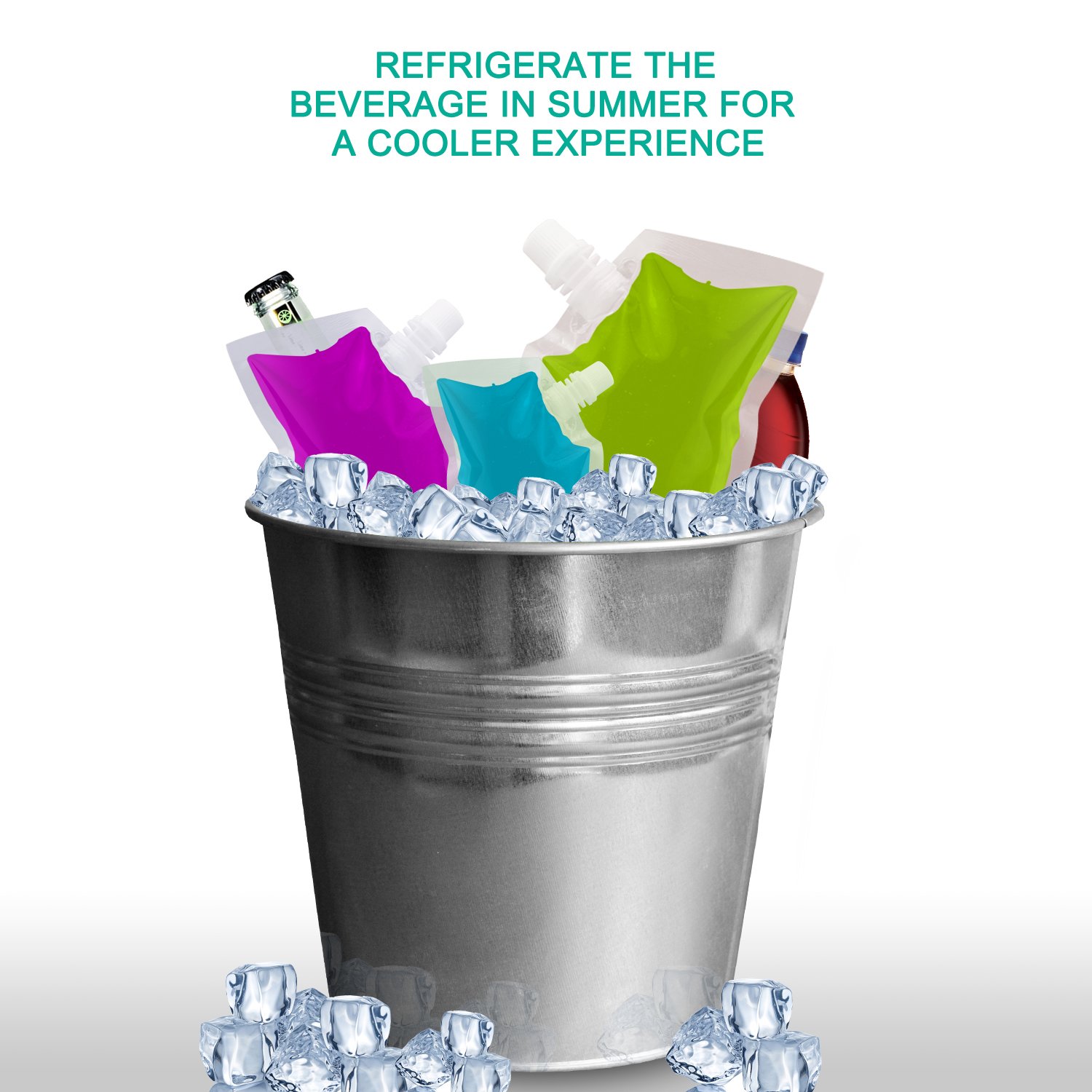 ERKOON Plastic Flask Reusable Plastic Drinking Flasks Pouches 9x14oz with 2 Silicone Funnel, Clear