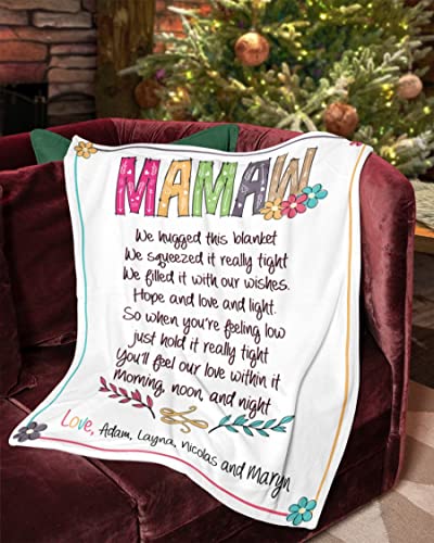 Personalized Grandma Blanket - Custom Grandma with Grandkids Name, Mothers Day Chirstmas Blanket Gift for Grandma, Nana, Mimi (A 8)