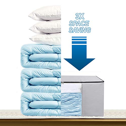 Cube Vacuum Storage Space Bags / Storage Bag Totes with Reusable Cubic Vacuum Compressed Space Saver Bags. Large Capacity Bedroom and Closet Organizing System that Protects Your Comforters, Clothing, Bedding, & More! (X-Jumbo Bundle) (Gray - Set of 5)