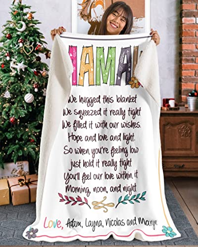 Personalized Grandma Blanket - Custom Grandma with Grandkids Name, Mothers Day Chirstmas Blanket Gift for Grandma, Nana, Mimi (A 8)