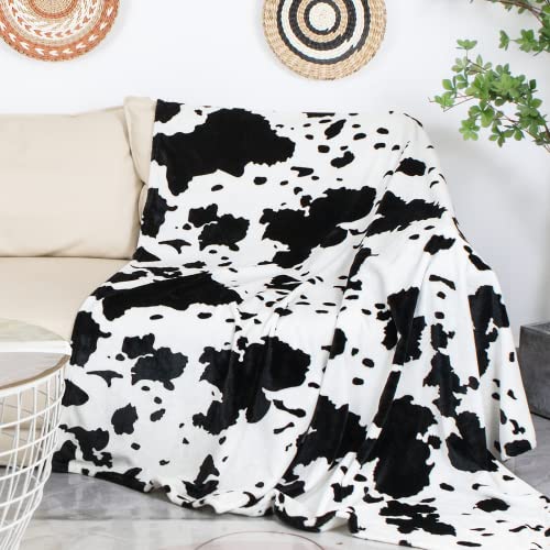 Cow Print Blanket Soft Fleece Flannel Lightweight Throw Dog Blankets Warm Plush Cute Brown Cow Throw Blanket Sofa Couch Bed Camping Travel Cow Bedding Boys Girls Pet Adults 50x60 inch