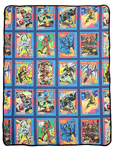 Marvel X-Men Characters Comic Cards Fleece Soft Throw Blanket| Measures 60 x 45 Inches