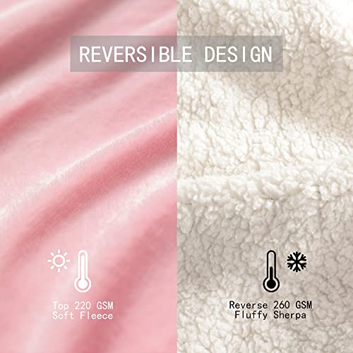 Stellhome Sherpa Fleece Throw Blanket for Couch - Thick Fuzzy Warm Soft Blankets and Throws for Sofa, 50x60 Inches(Throw Size), Pink