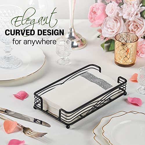 LEVIMETREE Guest Towel Napkin Holder – Cast Iron Black Napkin Holder for Table – Versatile and Modern Bathroom Napkins Guest Disposable – Premium Paper Hand Towels Kitchen Caddy