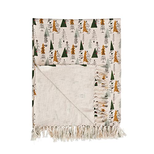 Creative Co-Op 60x50 Cotton Slub Printed Throw