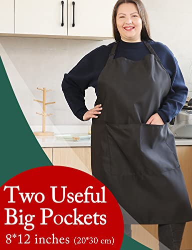 APRONNER Plus Size Aprons for Women with Pockets Durable Long Adjustable Bib Kitchen Cooking Black