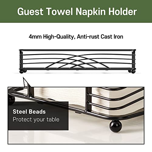 LEVIMETREE Guest Towel Napkin Holder – Cast Iron Black Napkin Holder for Table – Versatile and Modern Bathroom Napkins Guest Disposable – Premium Paper Hand Towels Kitchen Caddy