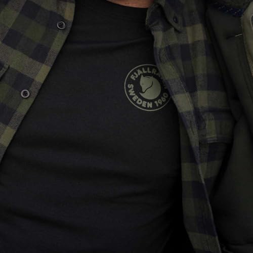 Fjällräven 1960 Logo T-Shirts for Men Offers Crew Neckline, Soft Cotton Construction, and Screen Print Graphic at Front Grey Melange LG One Size