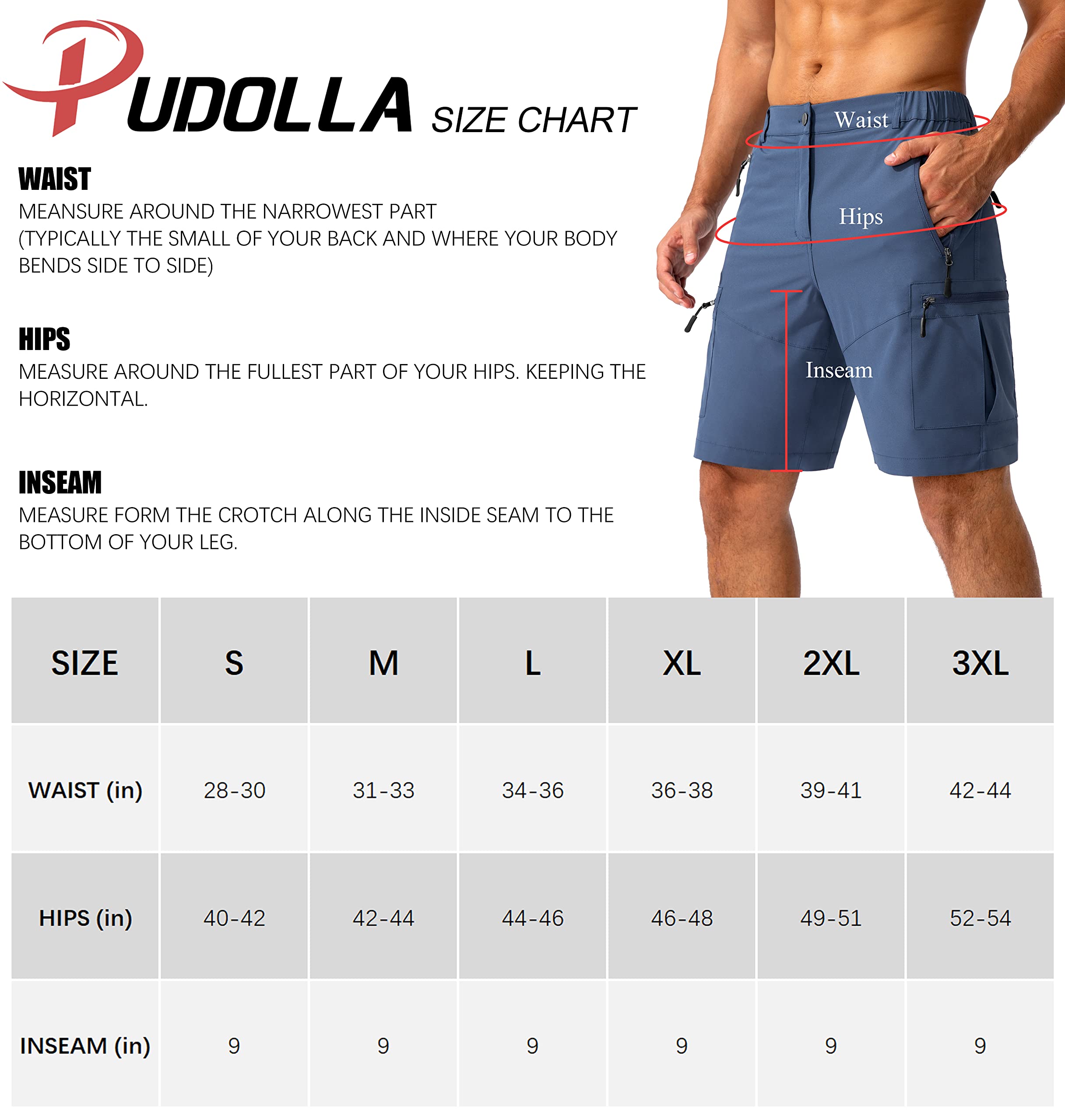 Pudolla Men's Hiking Cargo Shorts 9" Lightweight Outdoor Work Shorts for Men Travel Golf Camping Casual with 5 Zipper Pockets(Green Camo Large)