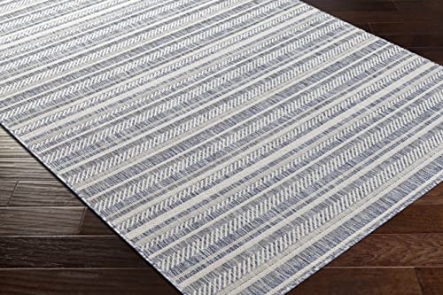 Hauteloom Emirgazi Hallway, Kitchen Patio Outdoor Runner Rug - Global - Blue, Gray - 2'7" x 12'