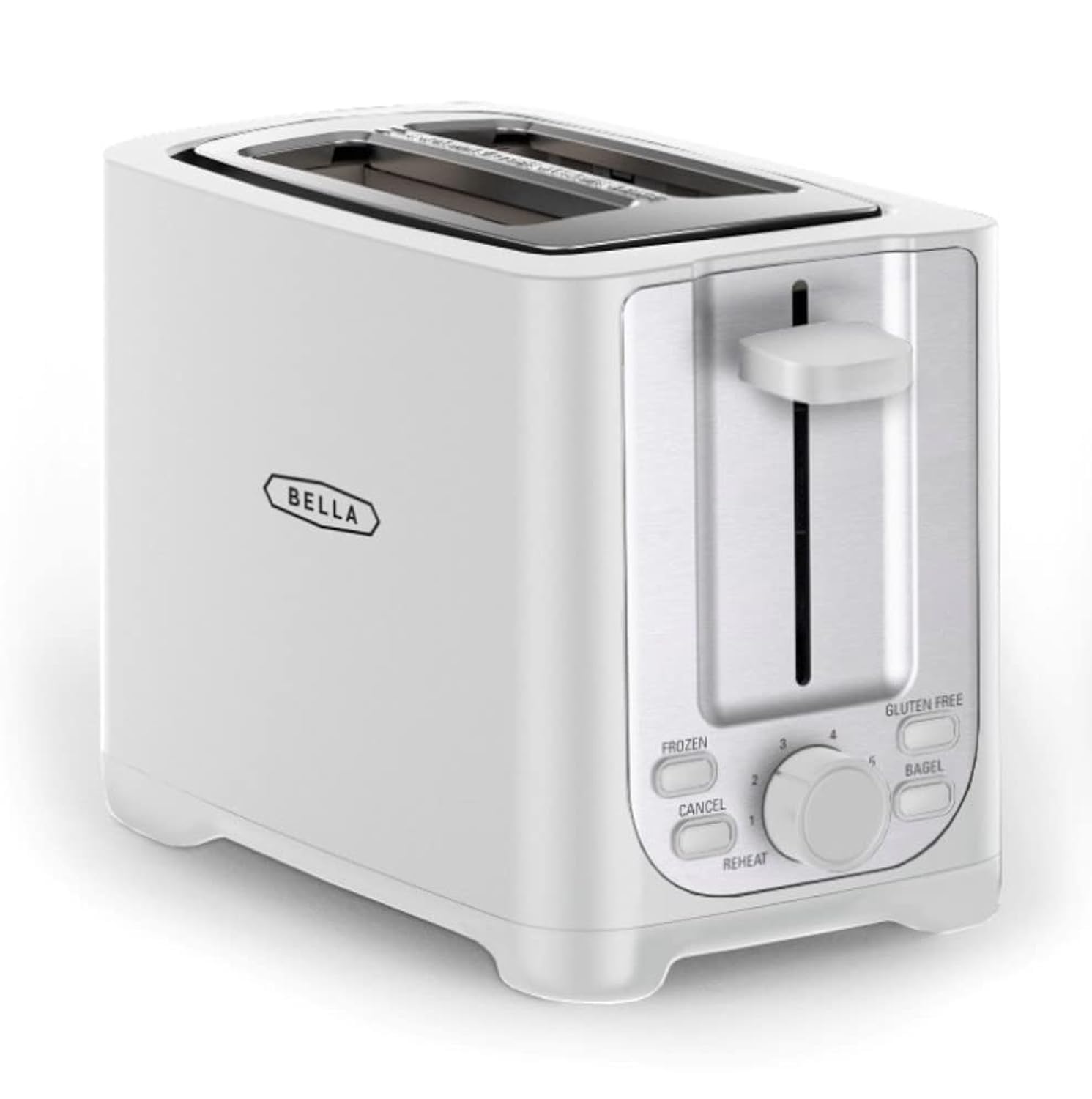 BELLA 2 Slice Toaster with Auto Shut Off - Extra Wide Slots & Removable Crumb Tray and Cancel, Defrost & Reheat Function - Toast Bread, Bagel & Waffle, White