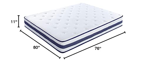 Olee Sleep 11 Inch Coastline Gel Memory Foam InnerSpring Hybrid Mattress, Mattress In a Box, CertiPUR-US Certified, King