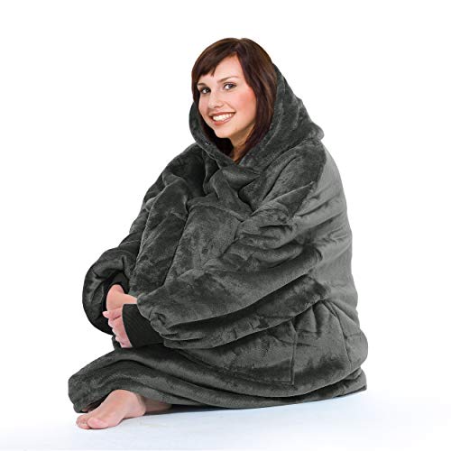 Catalonia Oversized Wearable Blanket Hoodie Sweatshirt, Comfortable Sherpa Lounging Pullover for Adults Men Women Teenagers Wife Girlfriend Gift