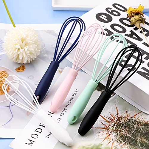 BILLIOTEAM 5 Pack Colorful Mini Silicone Kitchen Whisks,Mini Kitchen Whisk for Dough Milk Egg Blending Stirring Whisking and Beating,Hair Color,Small Craft Projects(5 Colors,6 Inches)