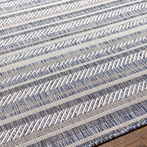 Hauteloom Emirgazi Hallway, Kitchen Patio Outdoor Runner Rug - Global - Blue, Gray - 2'7" x 12'